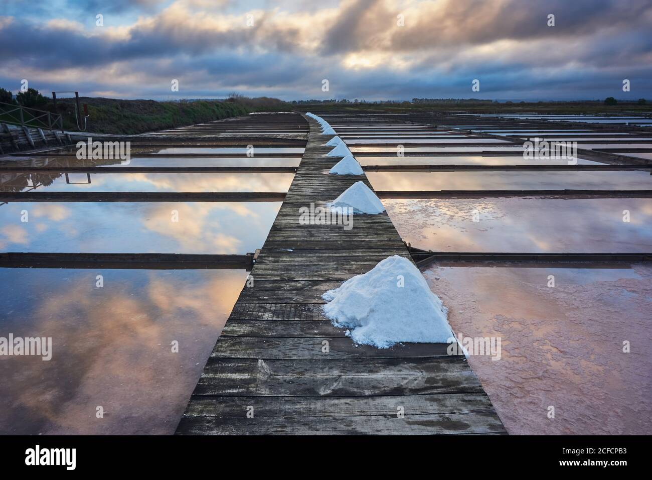 Traditional salt extraction camp Salinas with piles of extracted salt ...