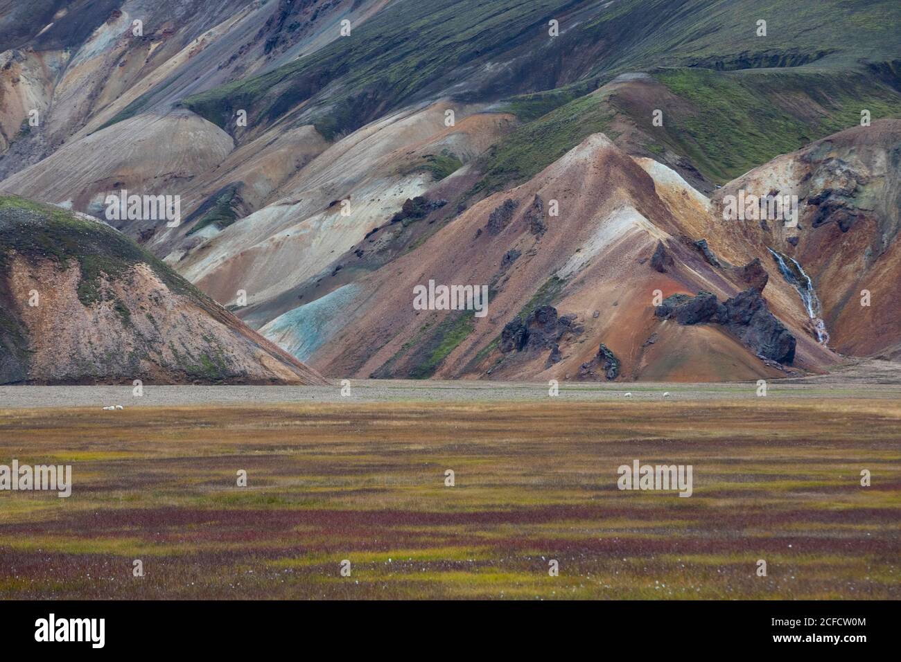 Scenic view of majestic colorful mountain ridges in cloudy day in ...