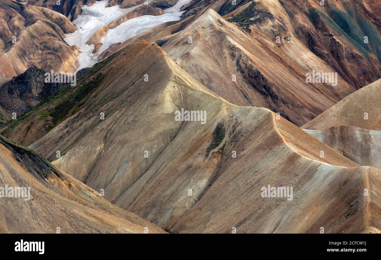 Scenic view of majestic colorful mountain ridges in cloudy day in ...