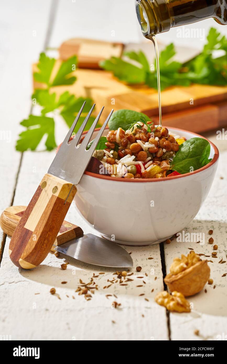 Lentils rice spinach hi-res stock photography and images - Alamy