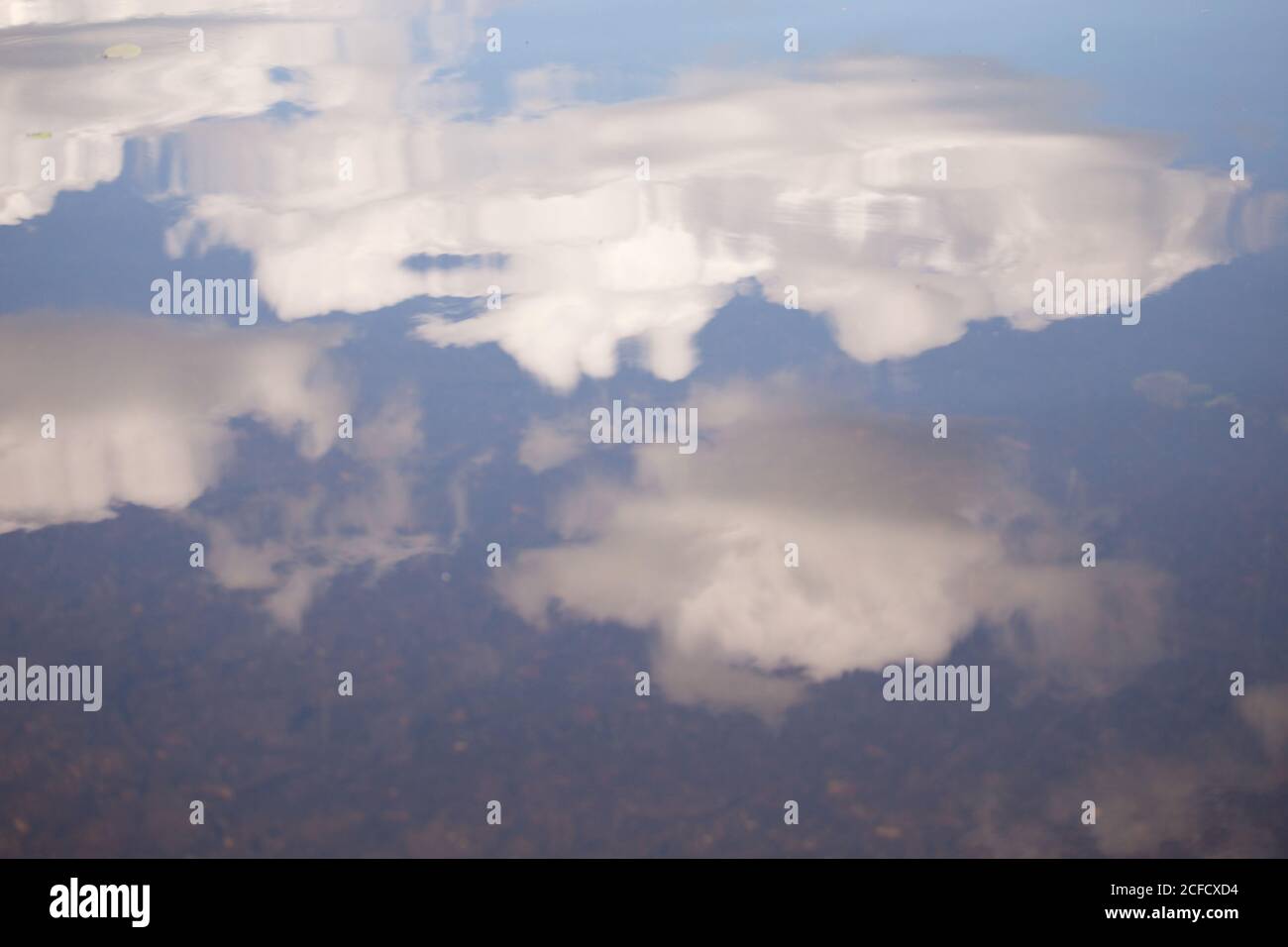 White Cloudy Reflections on Lake Surface Stock Photo - Alamy