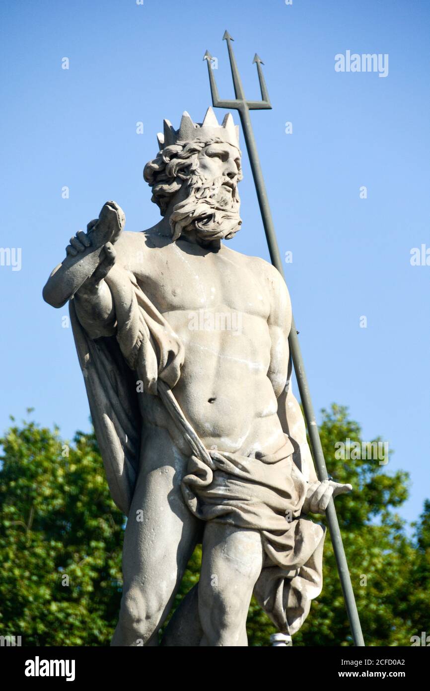 The fountain of neptune is a neoclassical fountain located in hi-res ...