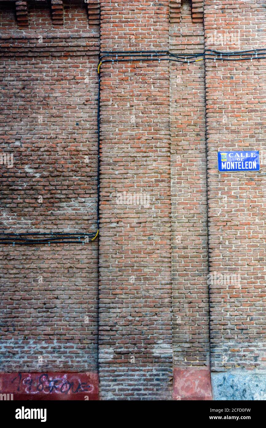 The huge, brick wall of a building, Madrid, Spain Stock Photo - Alamy