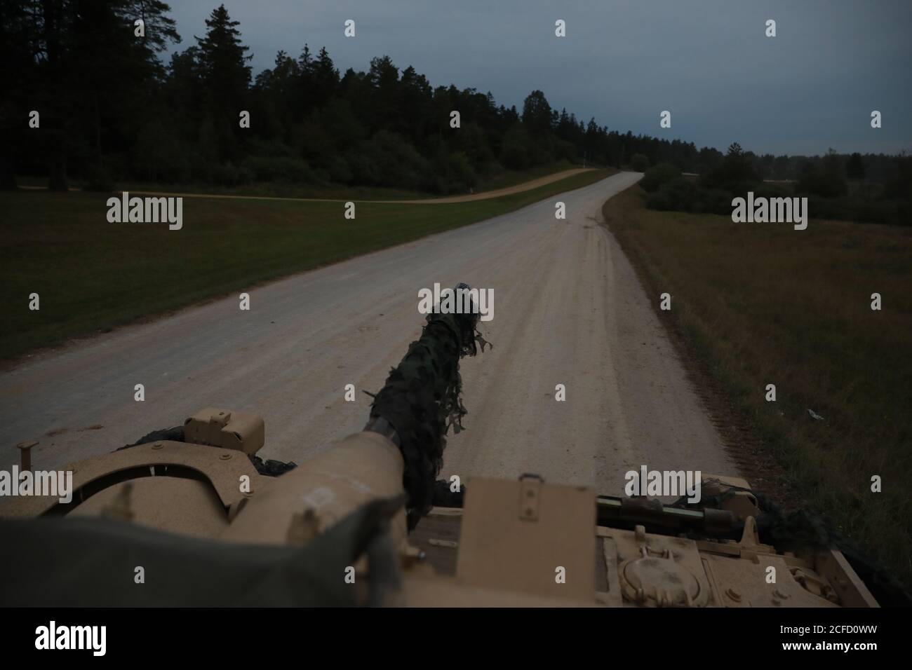 The view from the troop commanders’ hatch of an M2 Bradley Infantry ...