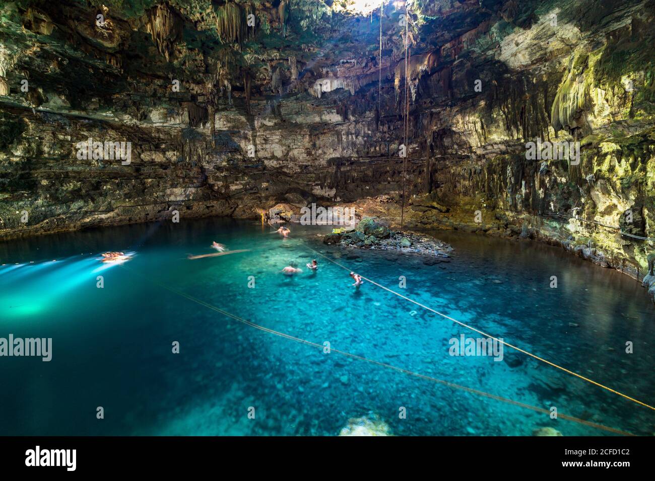 Cenote Samula - open karst cave filled with water in Tulum. Quintana ...