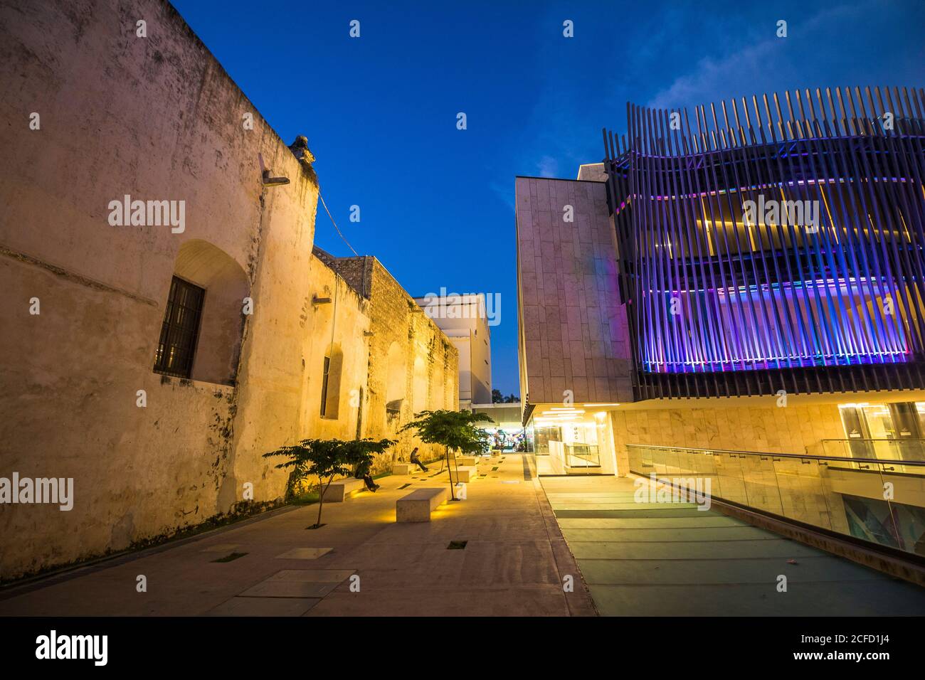 Modern architecture and old facades in merida at night hi-res stock ...