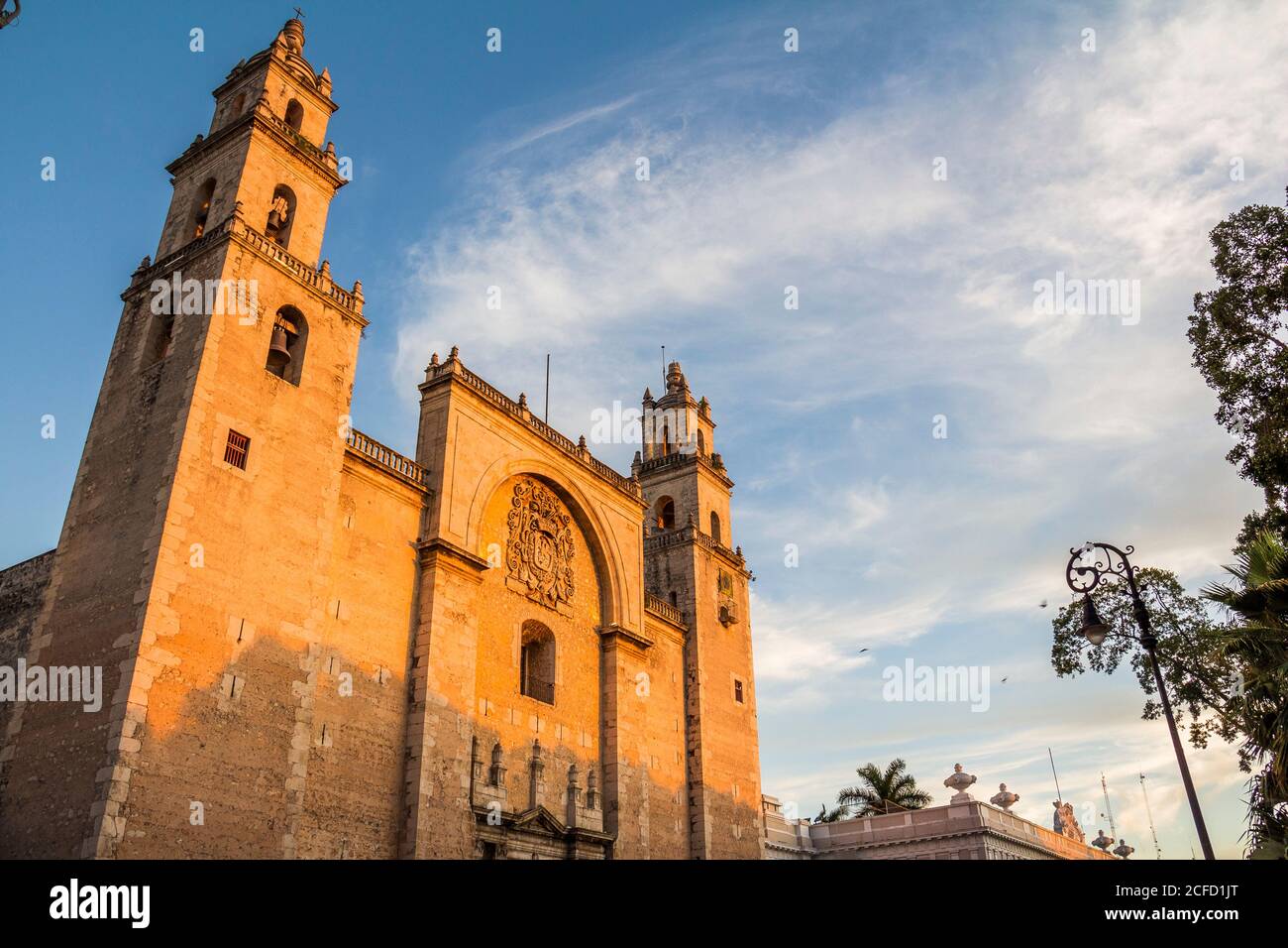 Merida Cathedral at sunset, Yucatan, Mexico Stock Photo - Alamy