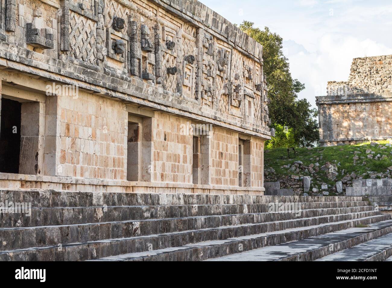 Ancient buildings on the site of the ancient Mayan city of Uxmal ...