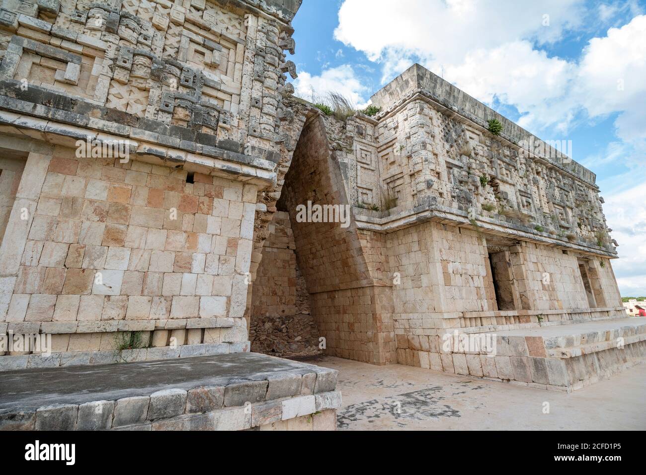 Ancient buildings on the site of the ancient Mayan city of Uxmal ...