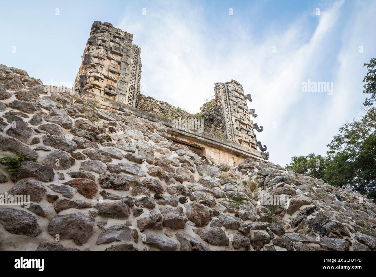 Ancient buildings on the site of the ancient Mayan city of Uxmal ...