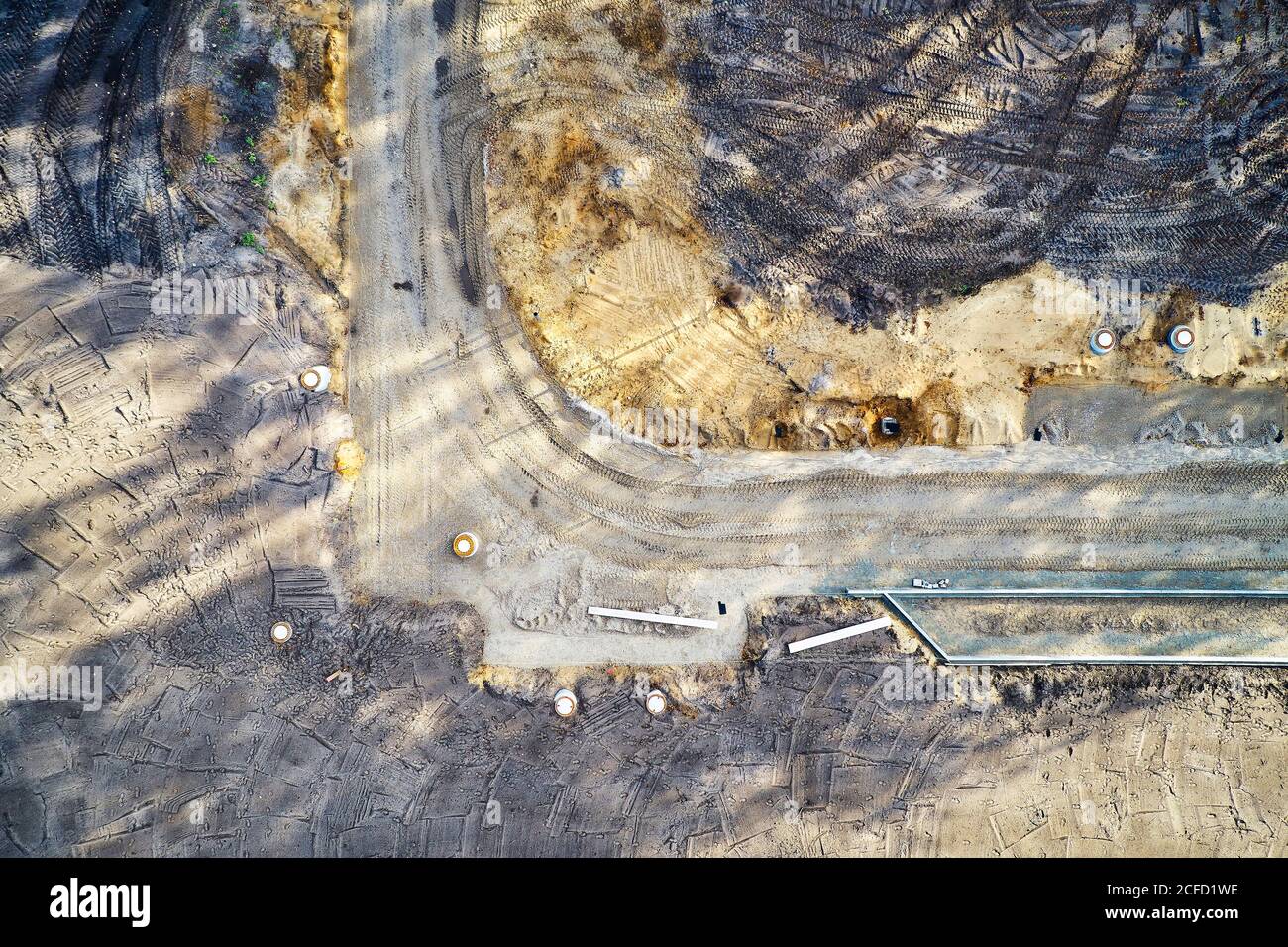 Structures, traces, earth colors, infrastructure, development of a ...