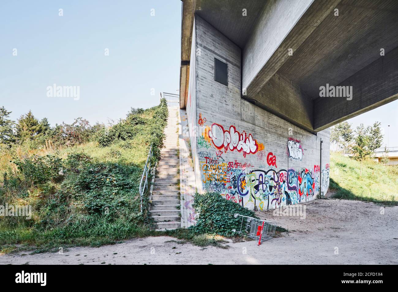 Architecture, urban space, public space, under a bridge, bridge pillars ...