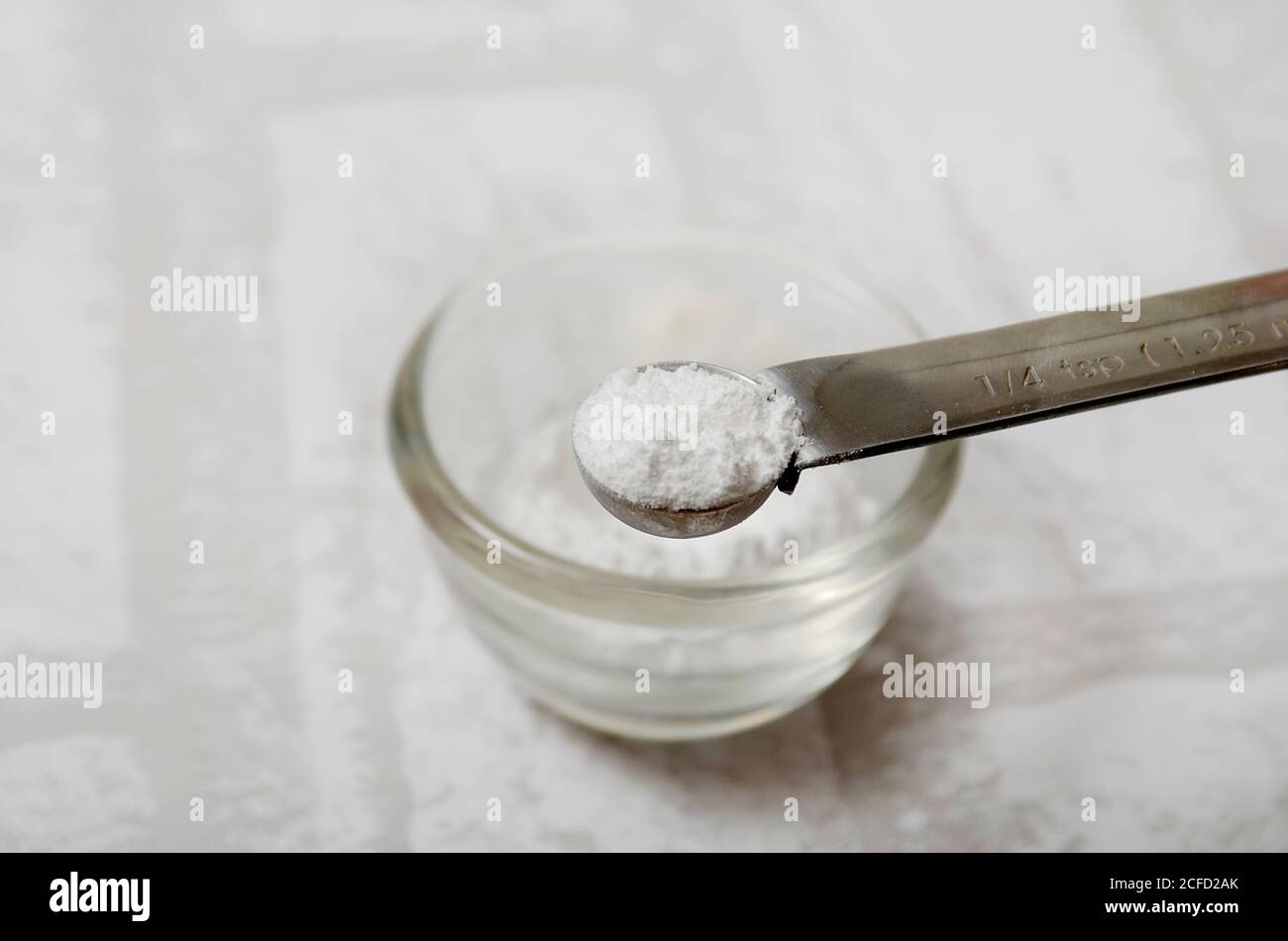 a table spoon of baking powder. time for make a cake Stock Photo - Alamy