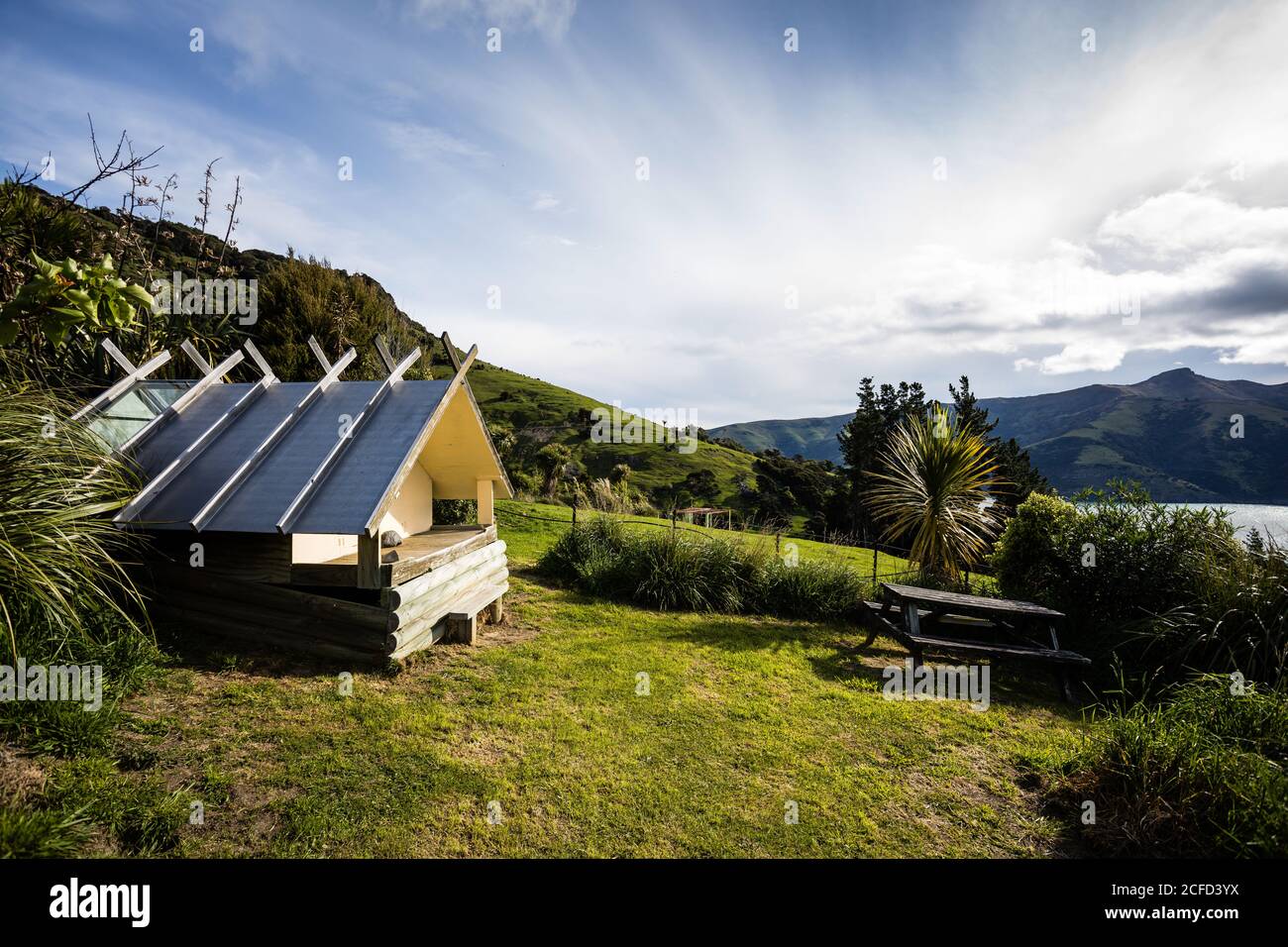 Sleep under the stars, wooden hut in Akaroa Stock Photo - Alamy