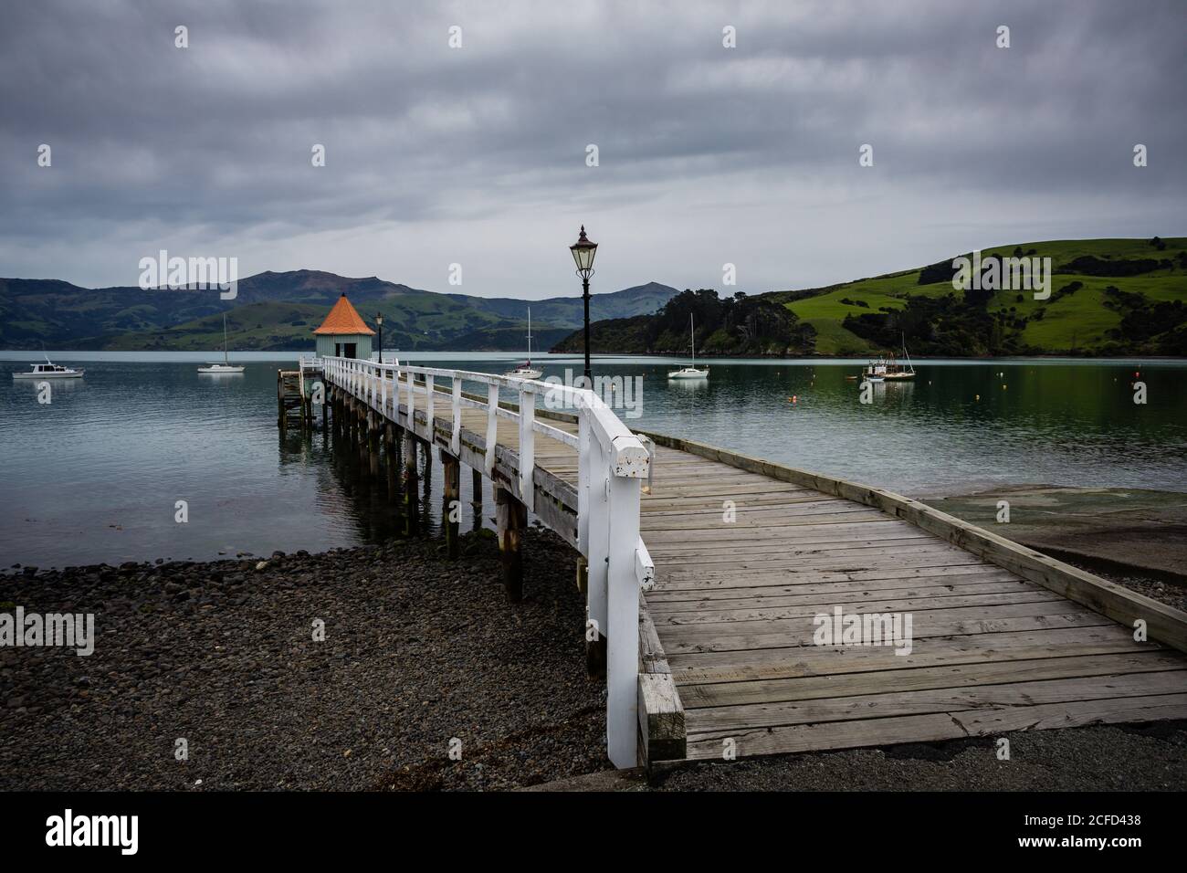 Pier in bay akaroa hi-res stock photography and images - Alamy