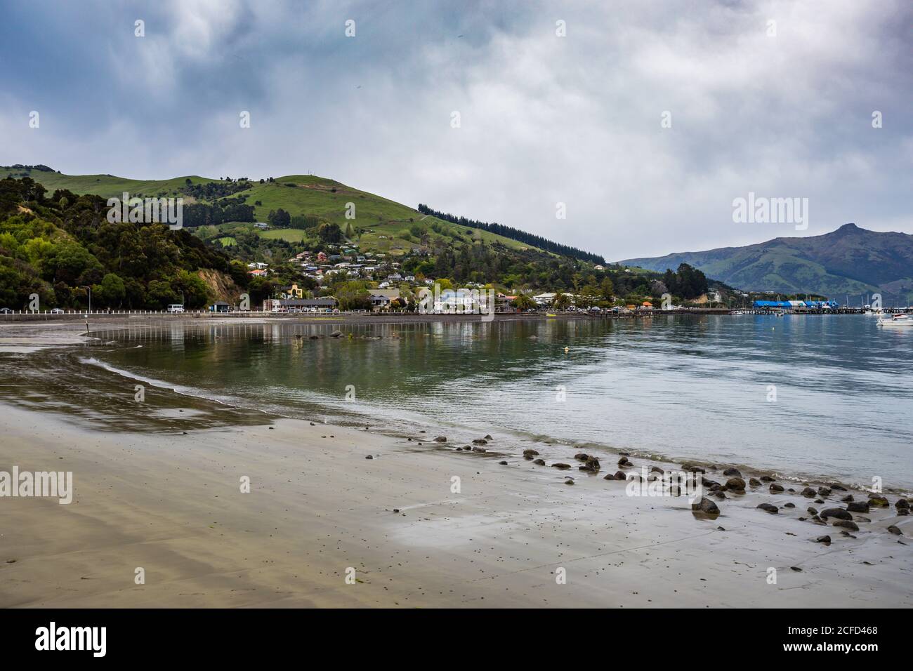 Port city of Akaroa Stock Photo - Alamy