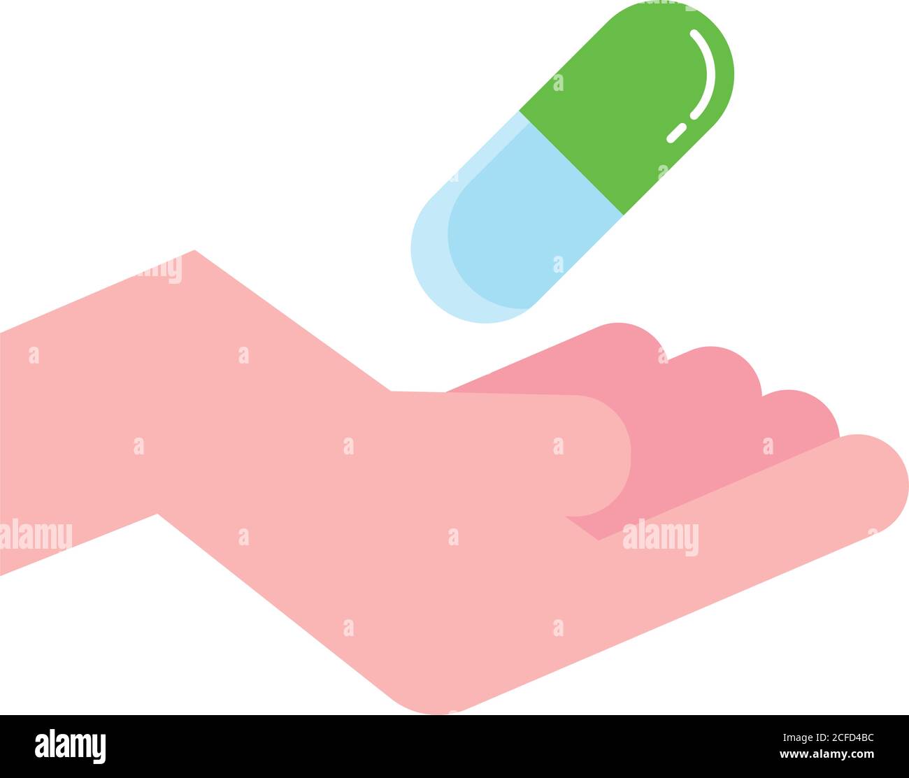 hand with medicine capsule drugs flat style icon vector illustration ...