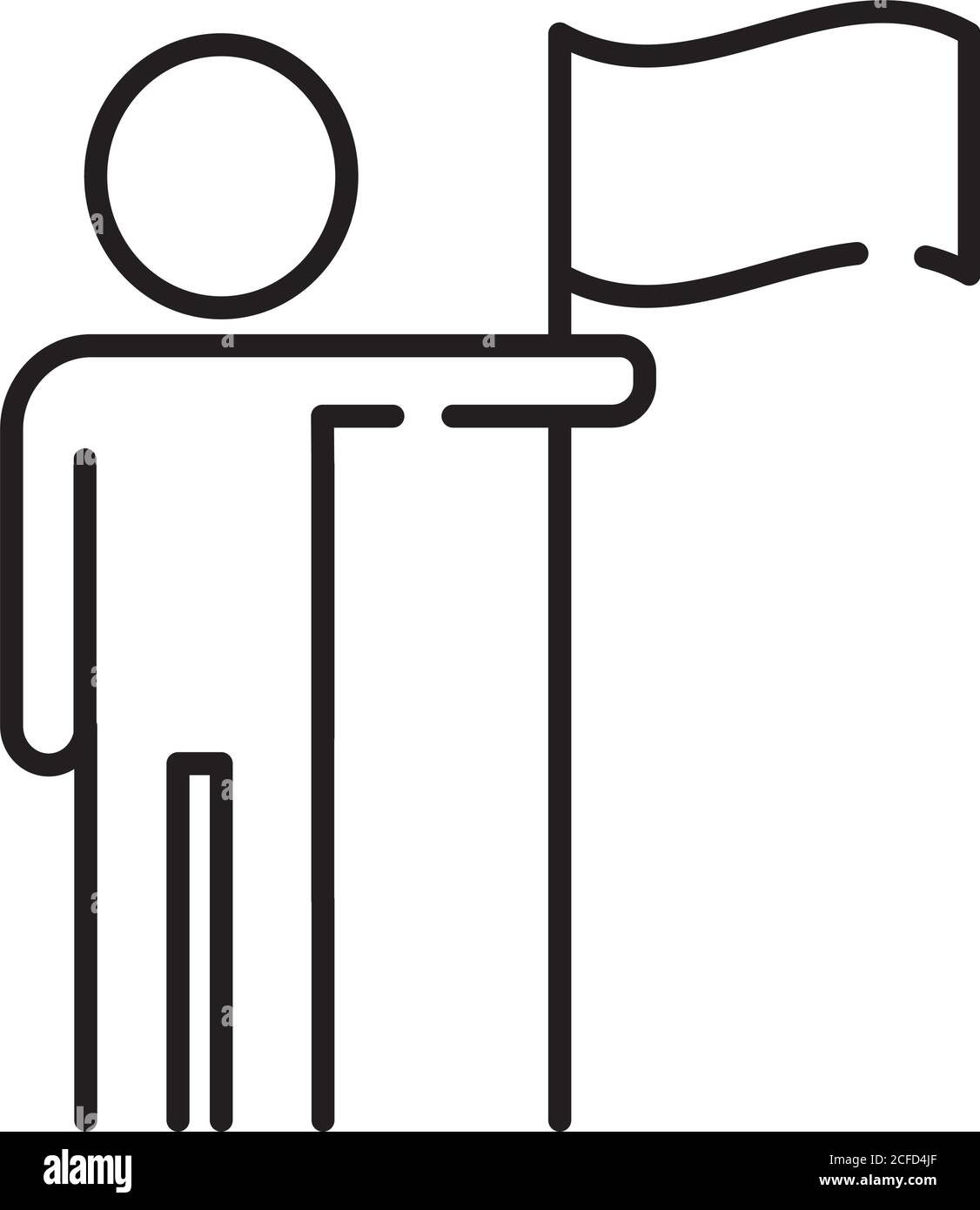 human figure avatar with flag line style icon vector illustration ...