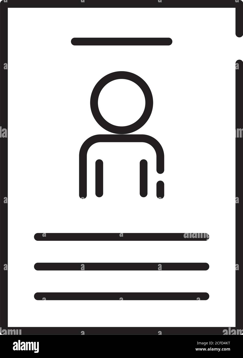 human figure avatar in cv document line style icon vector illustration ...