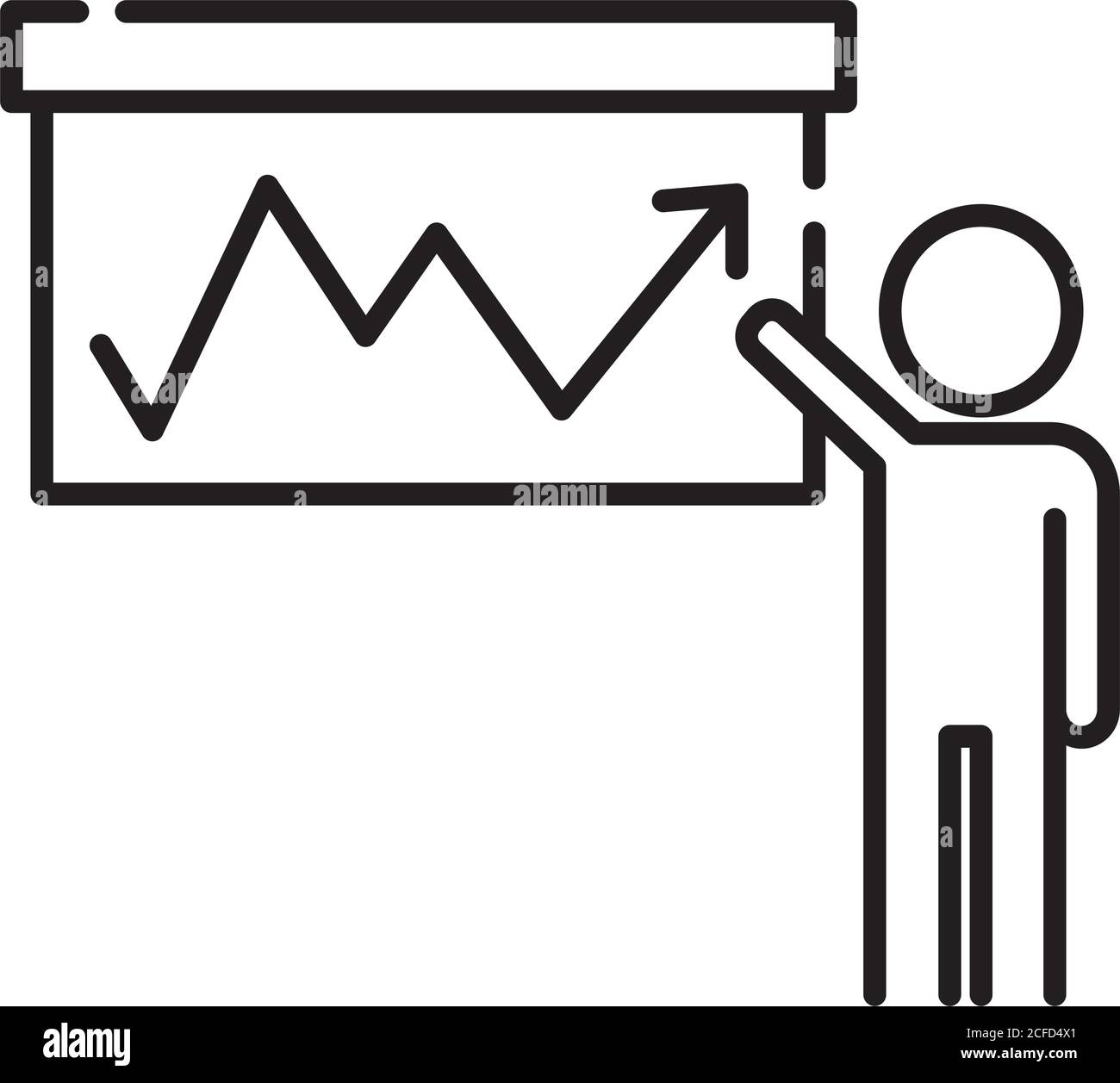 human figure avatar with statistics in paperboard line style icon ...