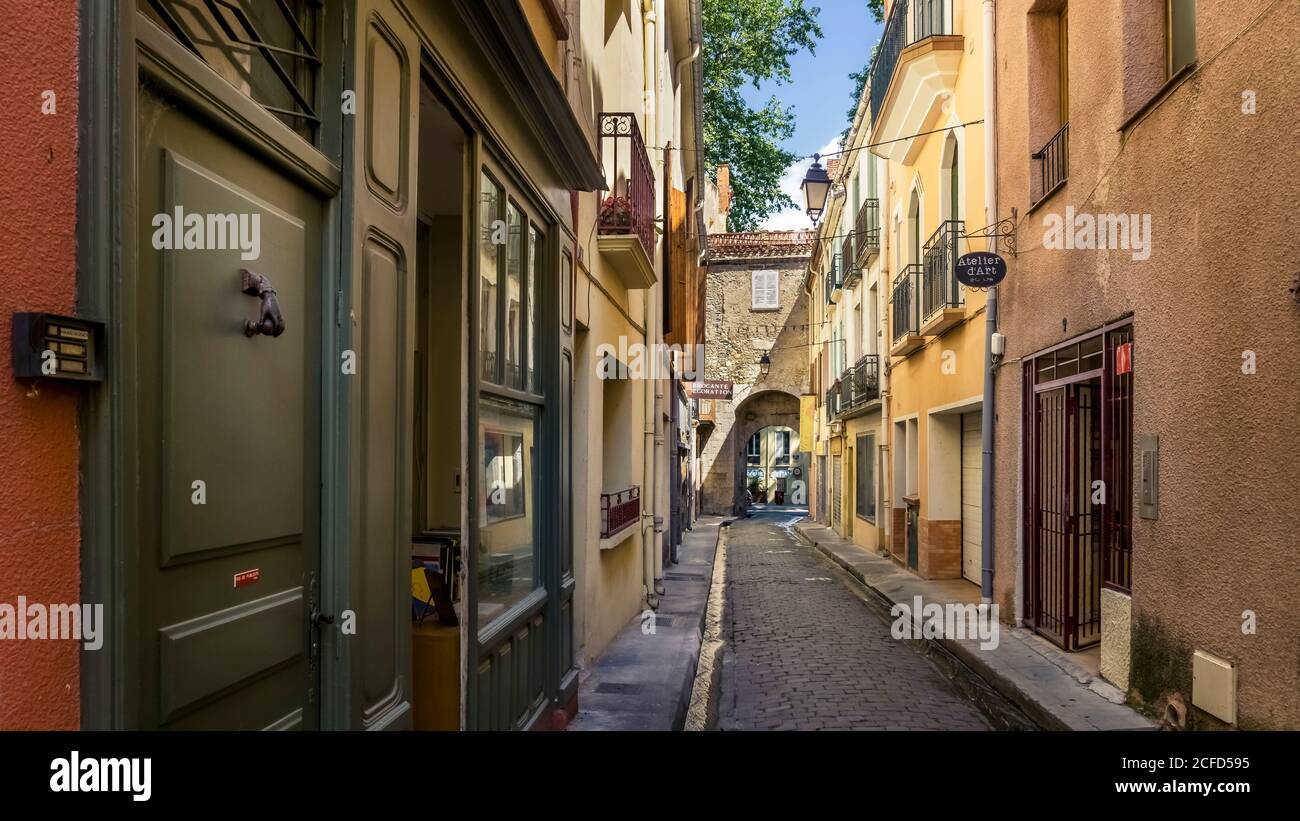 Alley leading to the Porte de France in Céret. Built in the 13th ...
