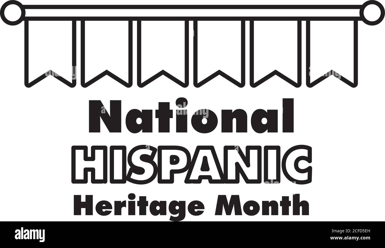 national hispanic heritage lettering with garlands line style icon ...