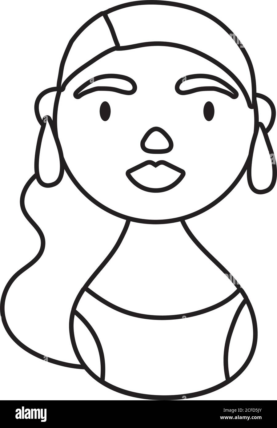 afro woman character national hispanic heritage line style icon vector ...