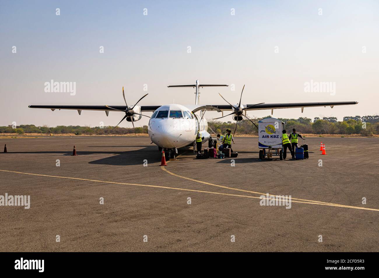 Propeller plane on tarmac at Nyaung U Airport, Bagan, Myanmar Stock ...