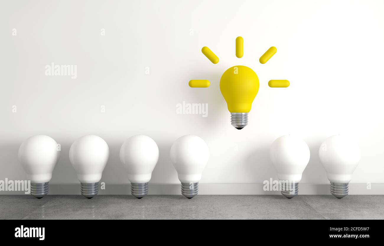 Illustration of switched on and off light bulbs - concept: a new idea ...