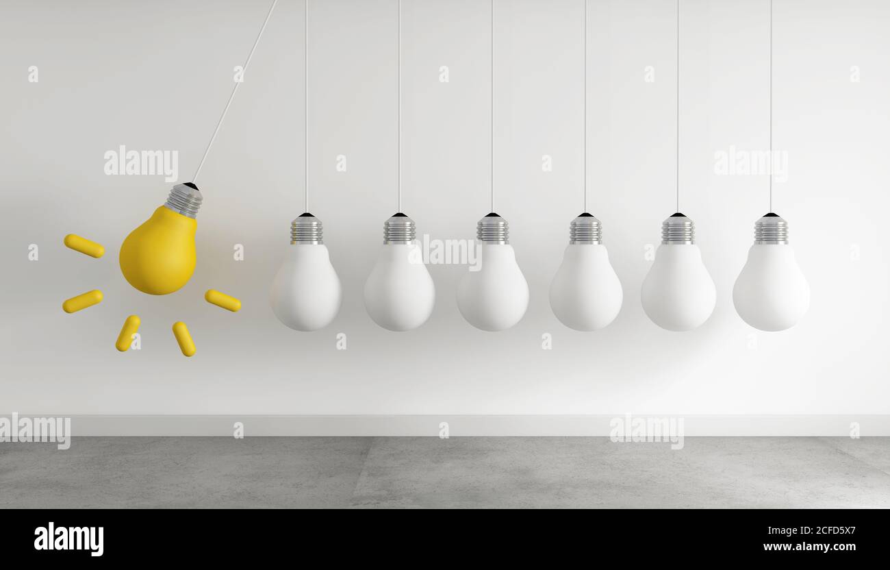 Illustration of switched on and off light bulbs - concept: a new idea ...
