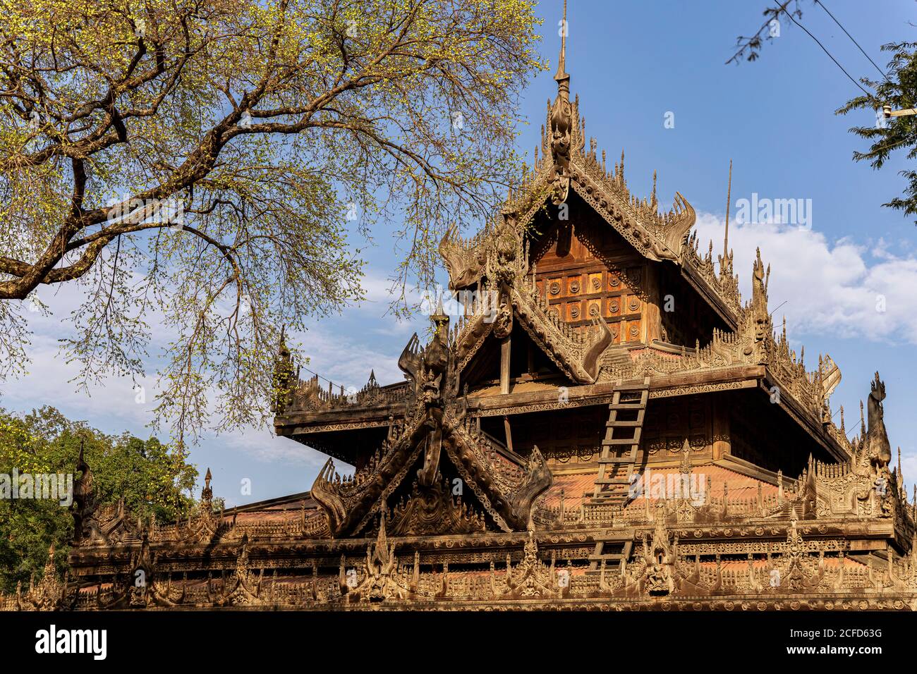 Shwenandaw Monastery (Gold Palace Monastery) made of teak. Mandalay ...
