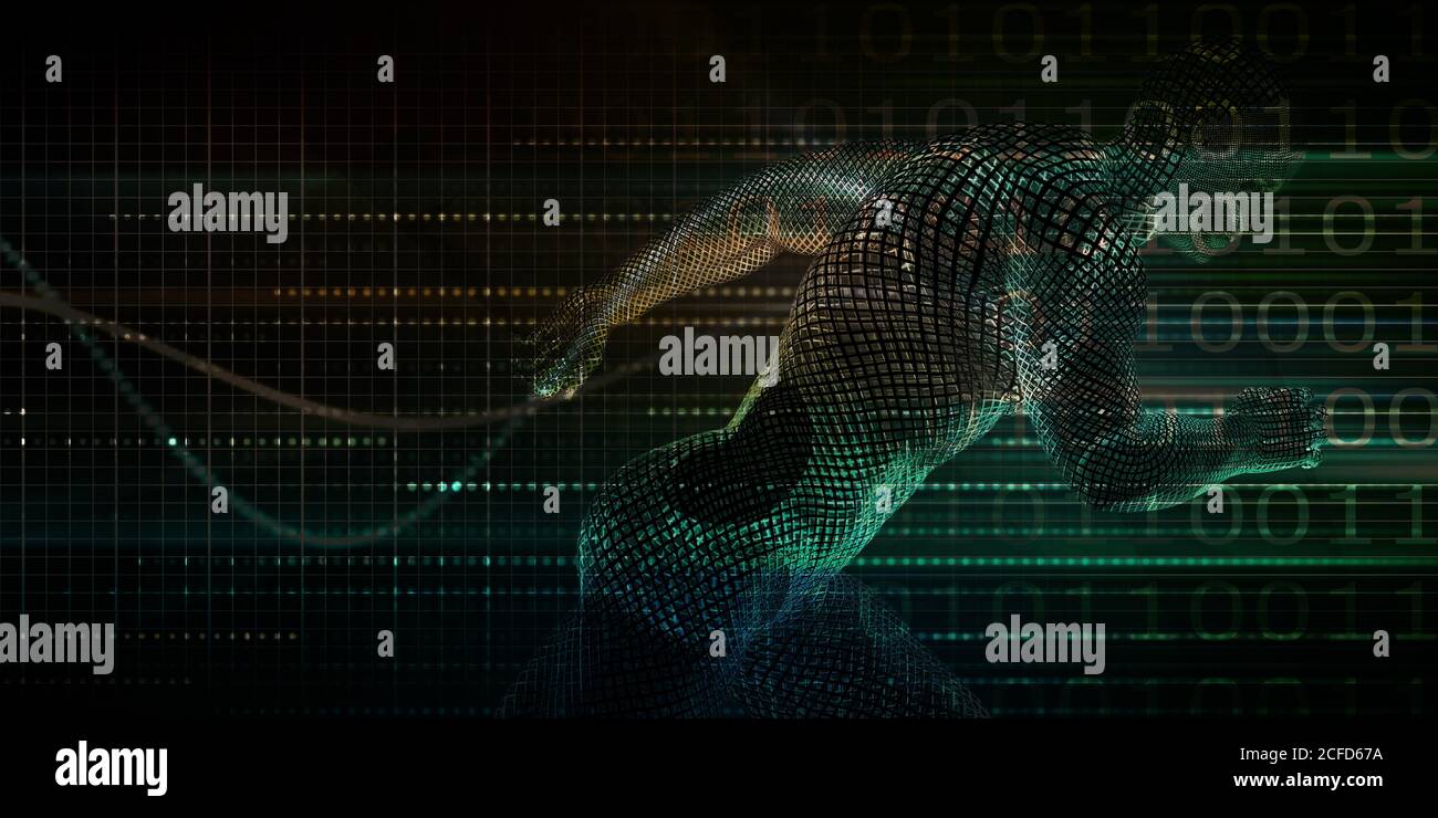 Running Man Technology Digital Concept for Studies Stock Photo - Alamy