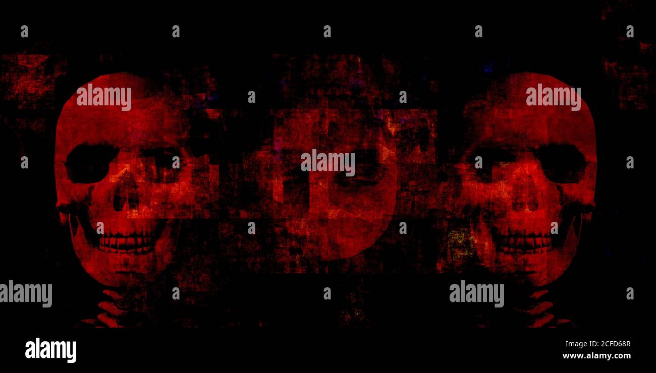 Halloween Background with Skulls Floating as Horror Theme Stock Photo ...