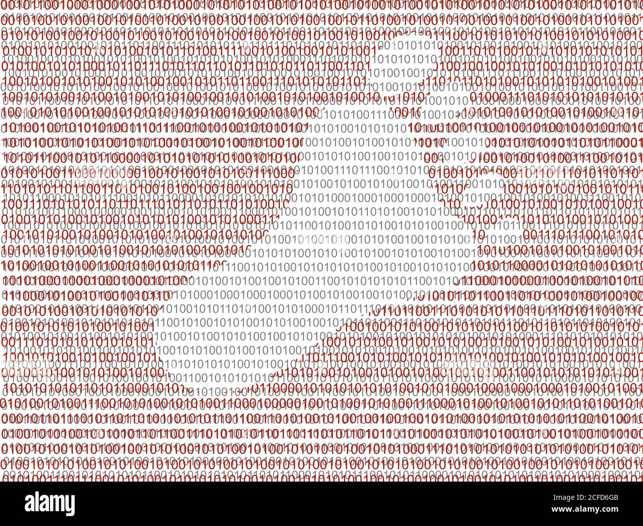 An illustration of a digital footprint with binary numbers on the ...