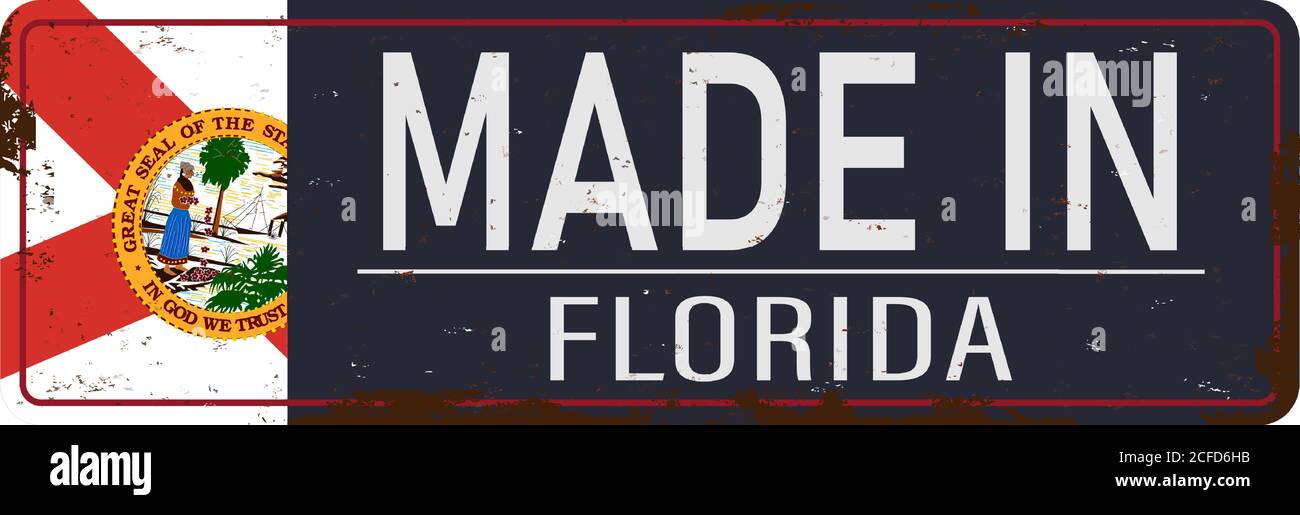 retro metal sign with text Unites States Florida inside, vector ...