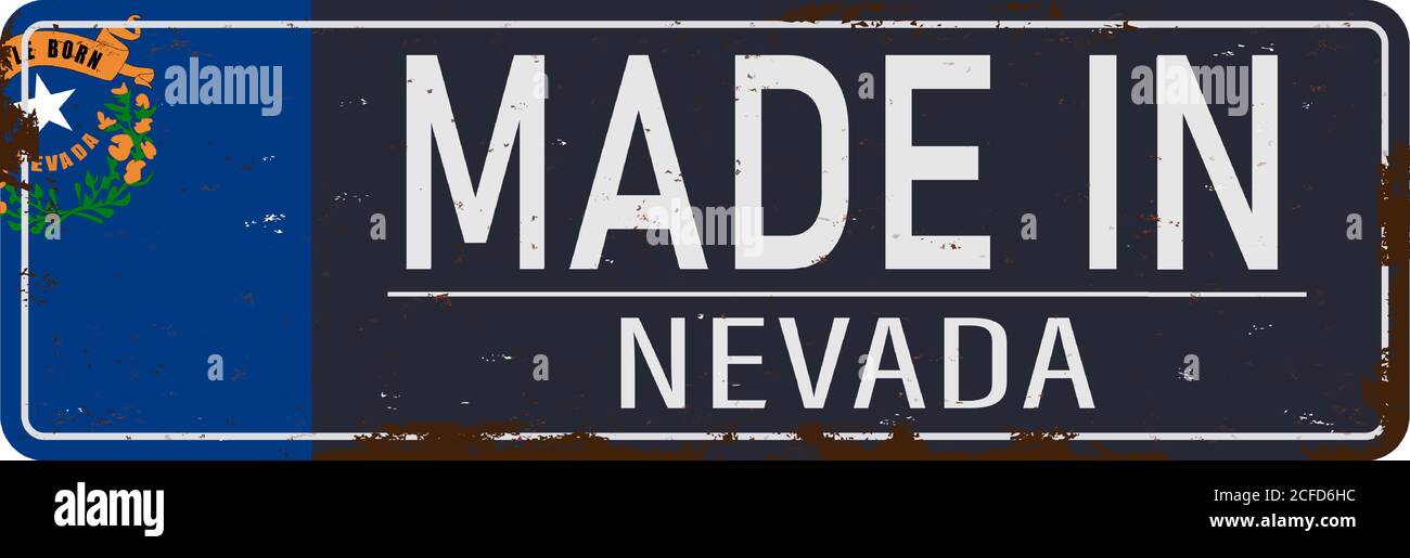 made in Nevada vintage rusty metal sign on a white background, vector ...
