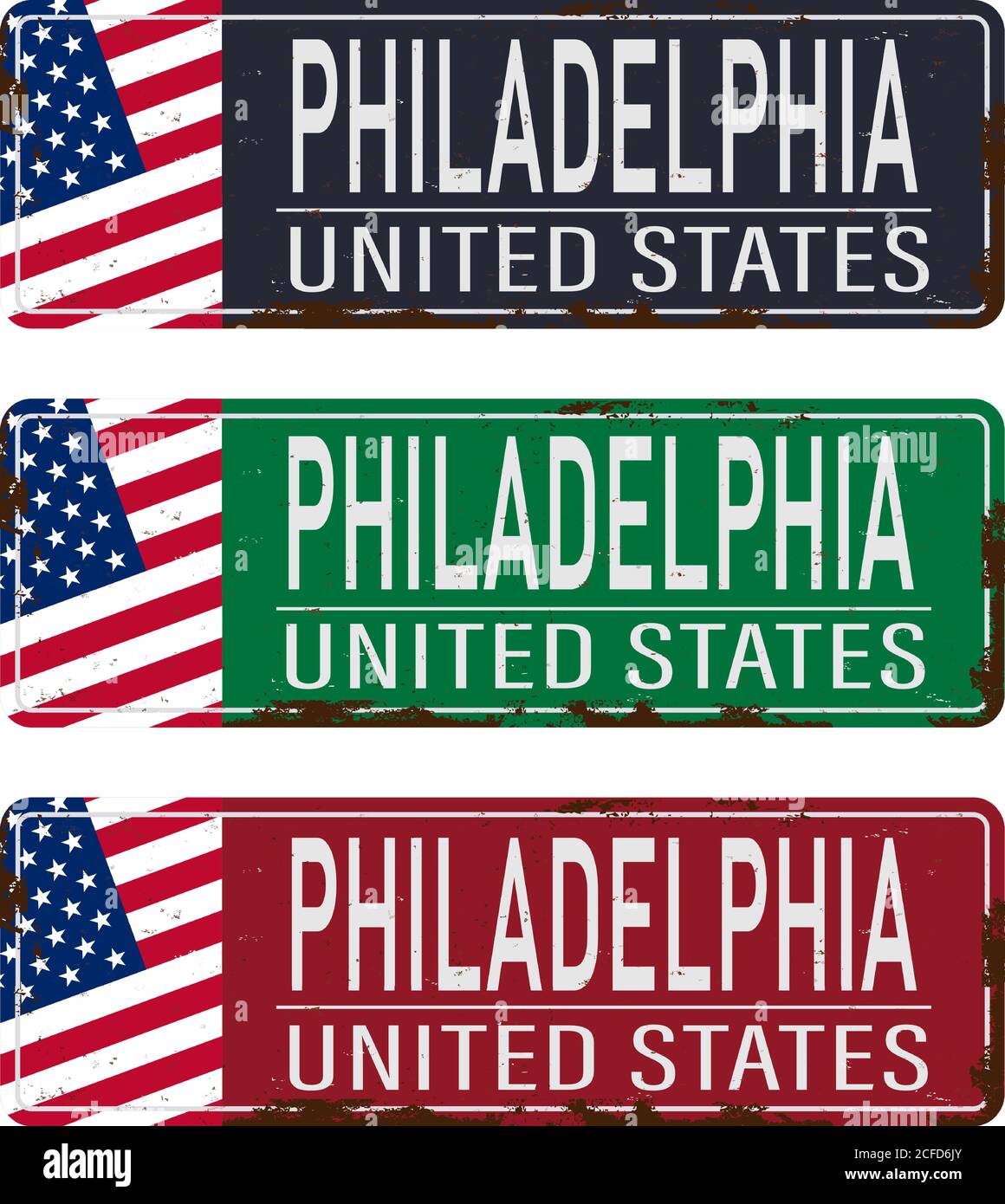 Philadelphia vintage rusty metal sign on a white background, vector ...
