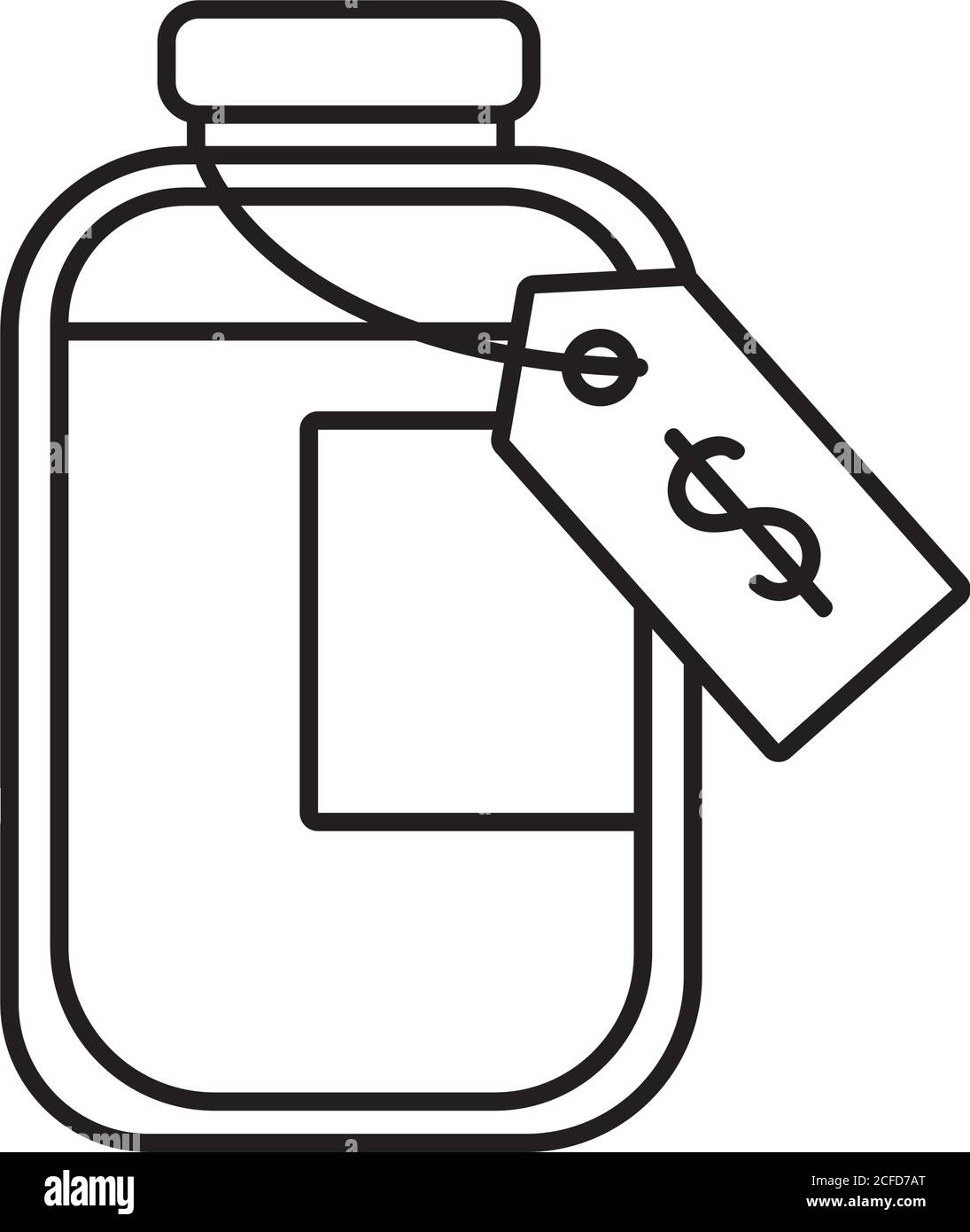 bottle of medicine drugs with price tag line style icon vector ...
