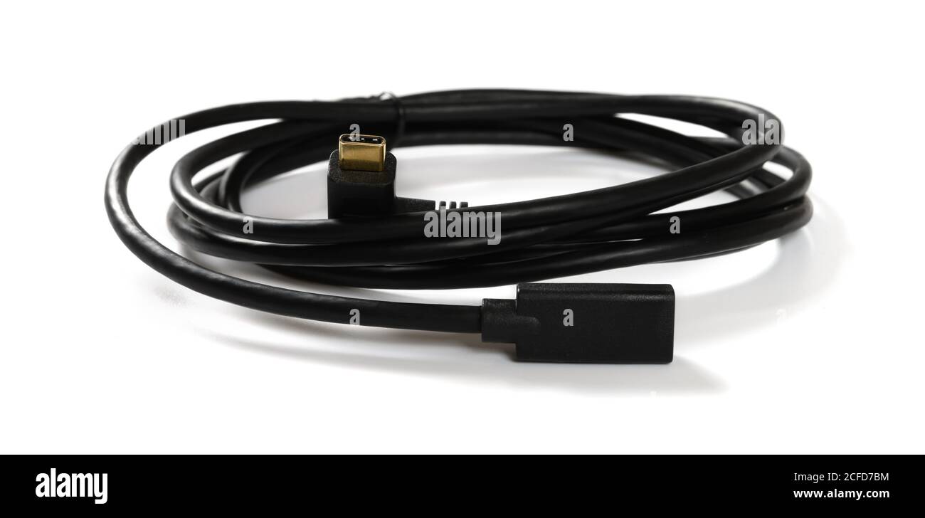 type C cable with male plug and female socket on a white background ...