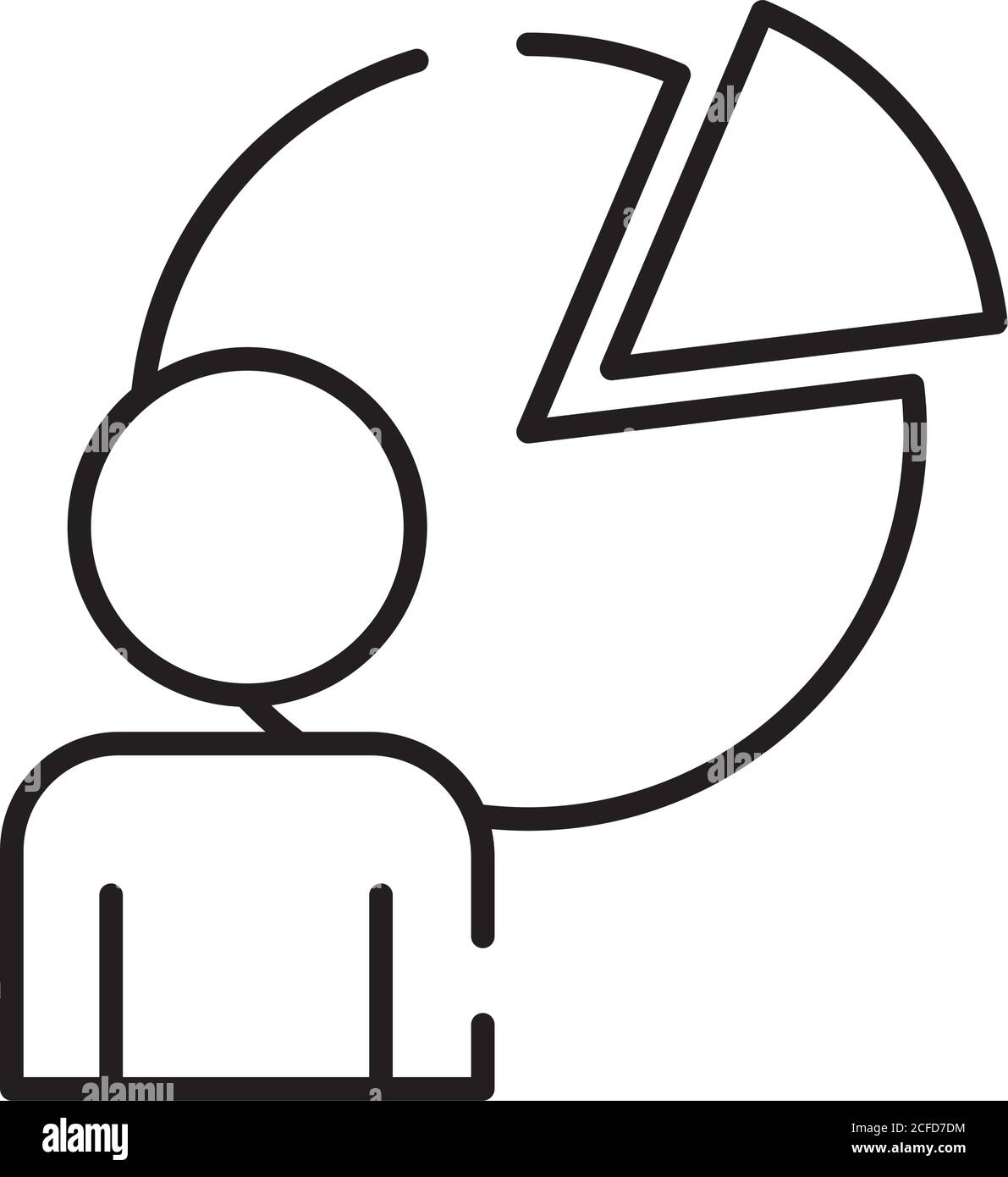 human figure avatar with statistics pie line style icon vector ...