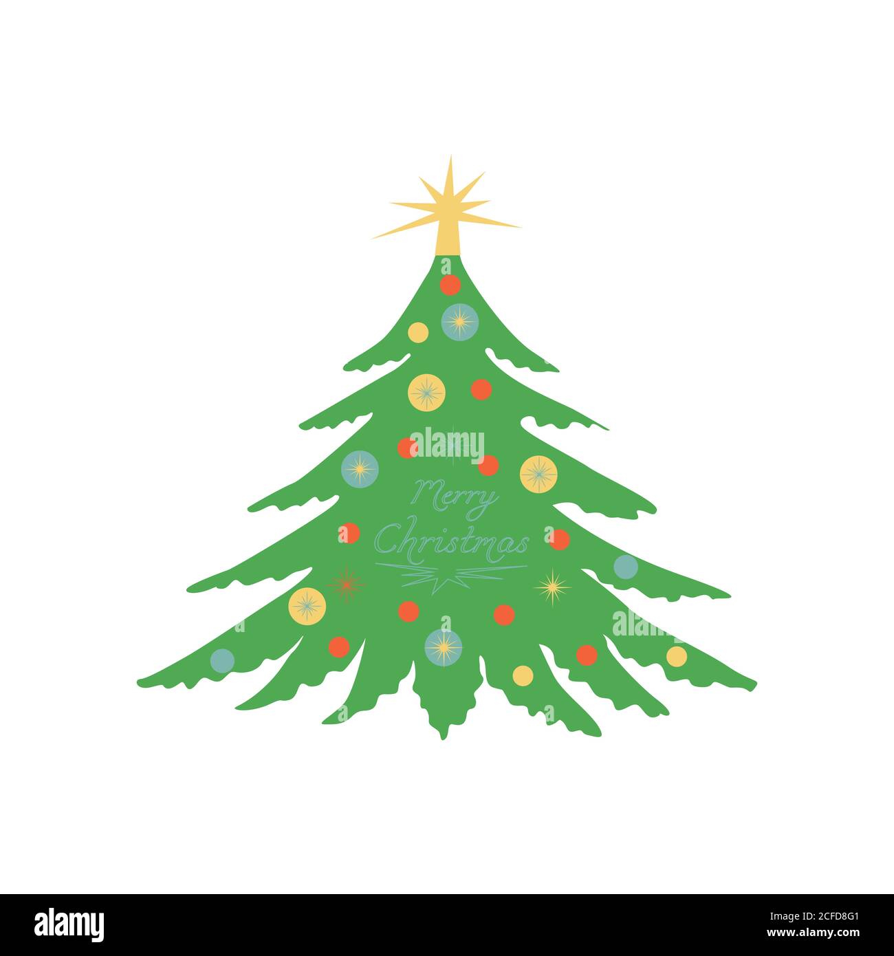 Christmas tree. Decorated Christmas tree. Isolated vector illustrations ...