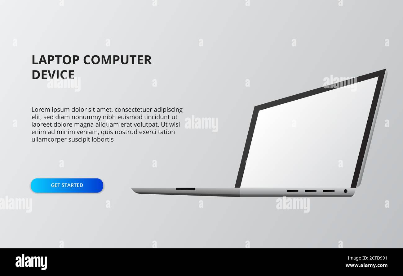 computer open laptop display mockup product. 3d device isometric for ...