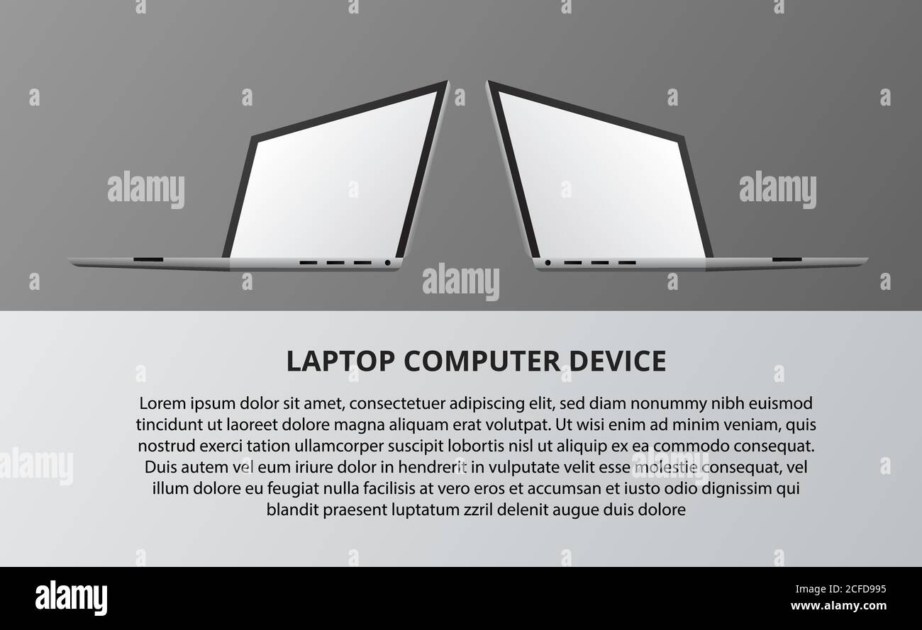 dual computer open laptop display mockup. 3d device isometric for ...
