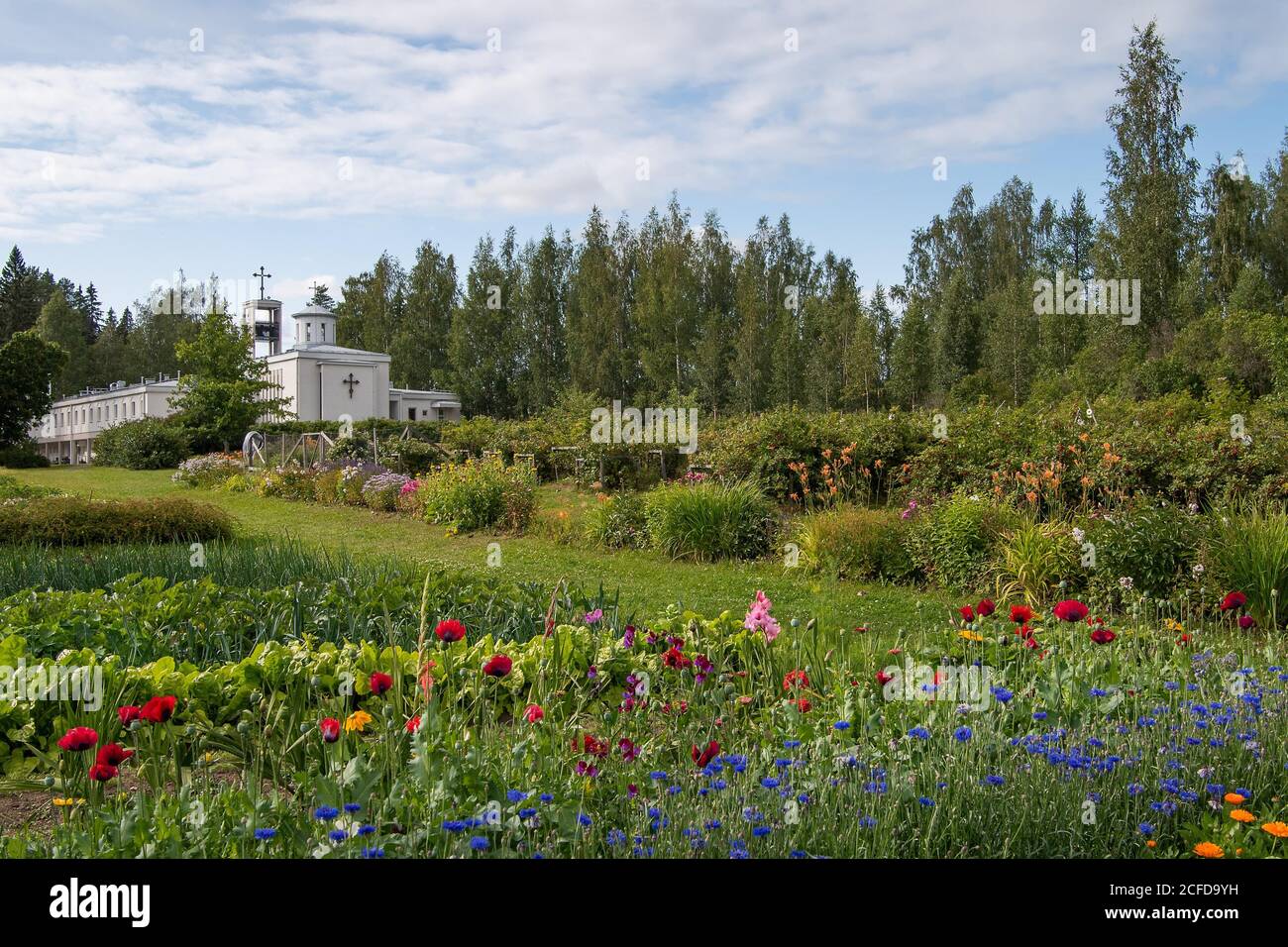 Convent and garden, Trinity Convent, Lintula Nunnery, Karelia, Eastern ...