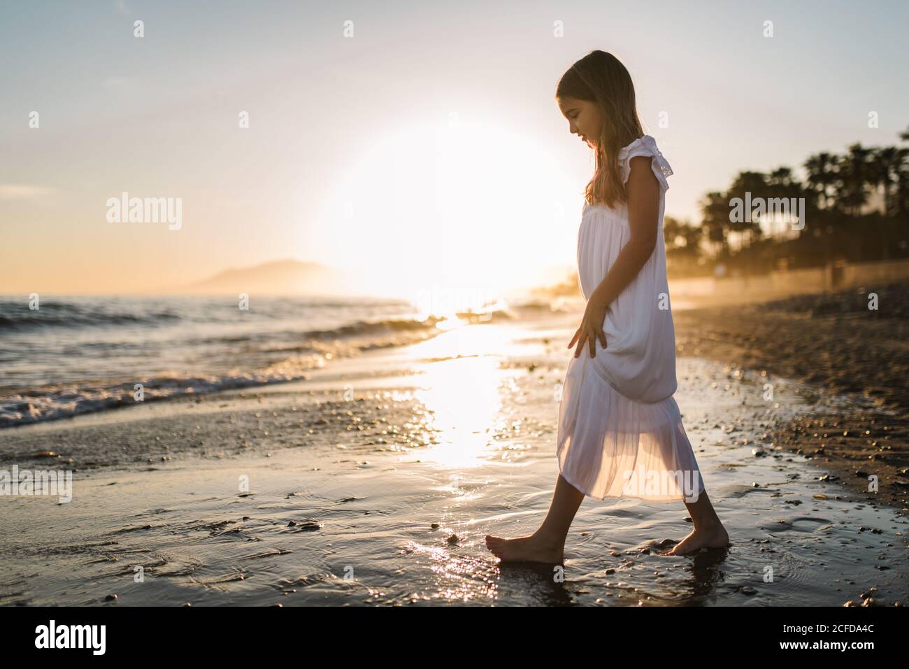 Little Girl Walking Side View
