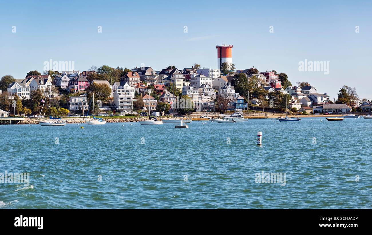 Coastal town Winthrop, seen from the ferry, Atlantic Coast, Greater ...