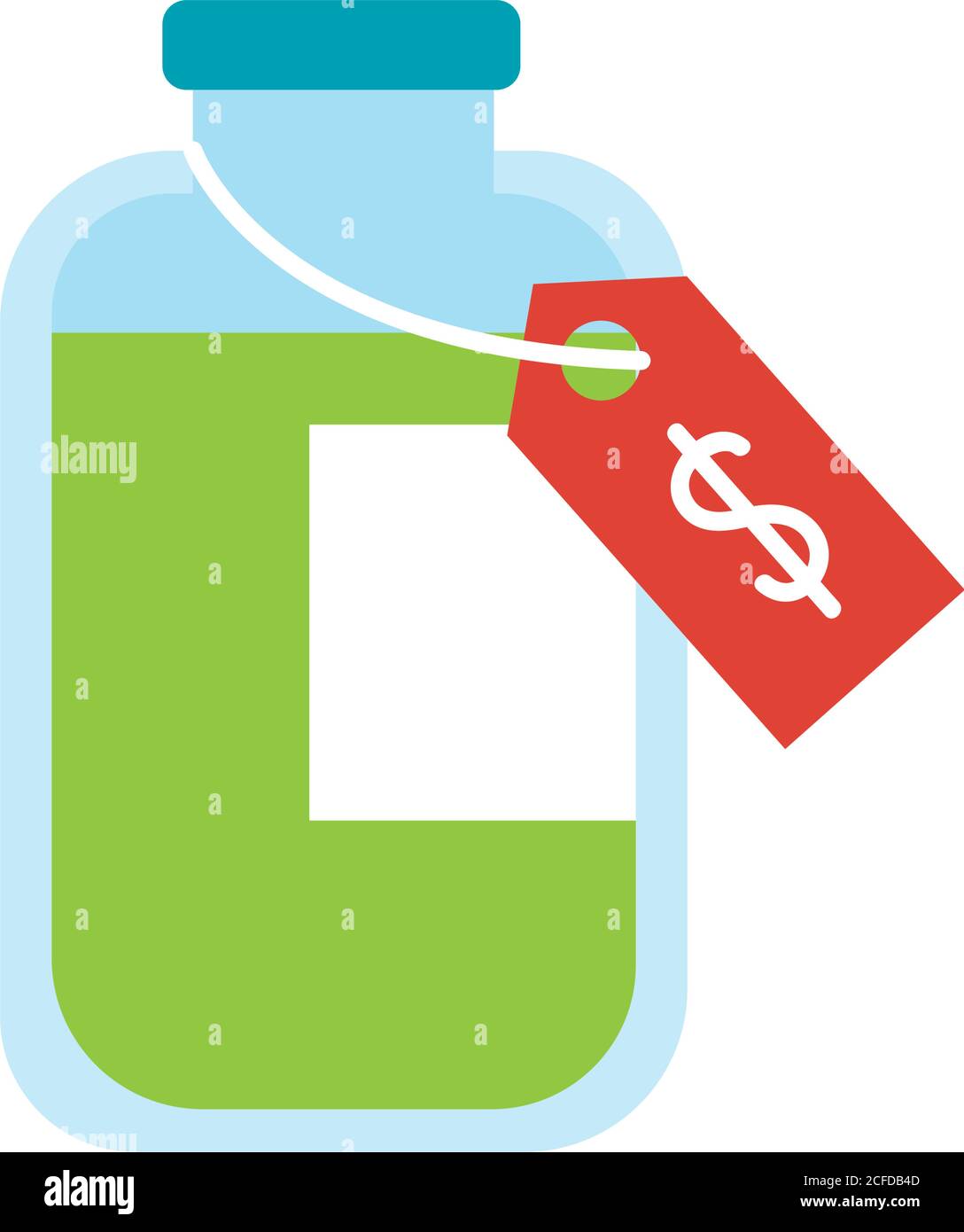 bottle of medicine drugs with price tag flat style icon vector ...