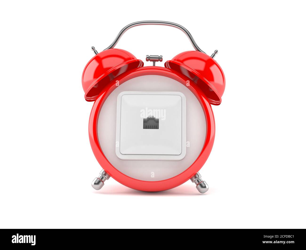 Network outlet on alarm clock isolated on white background Stock Photo ...