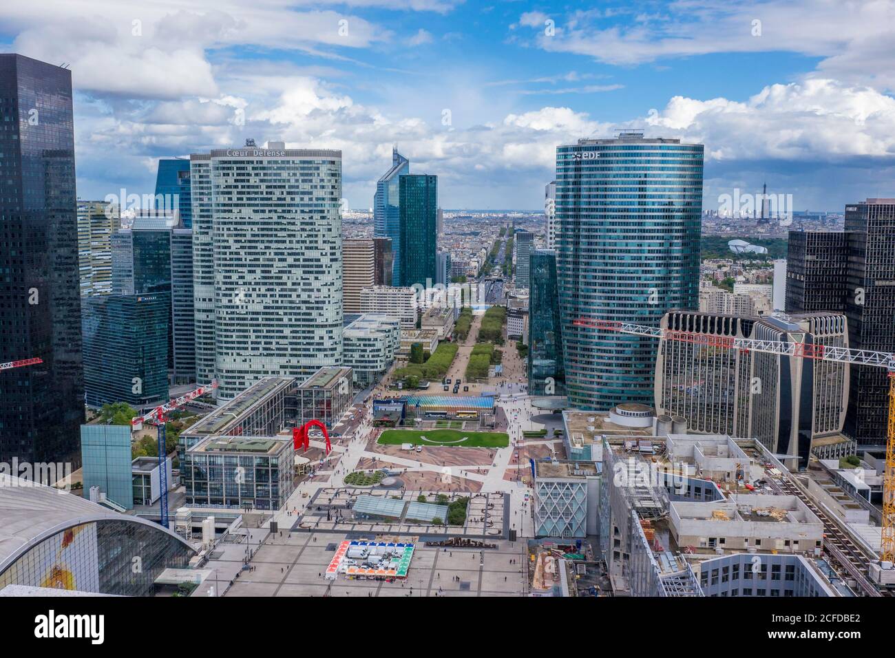 City view la Defense from the skyscraper Grande Arche, Paris, France ...