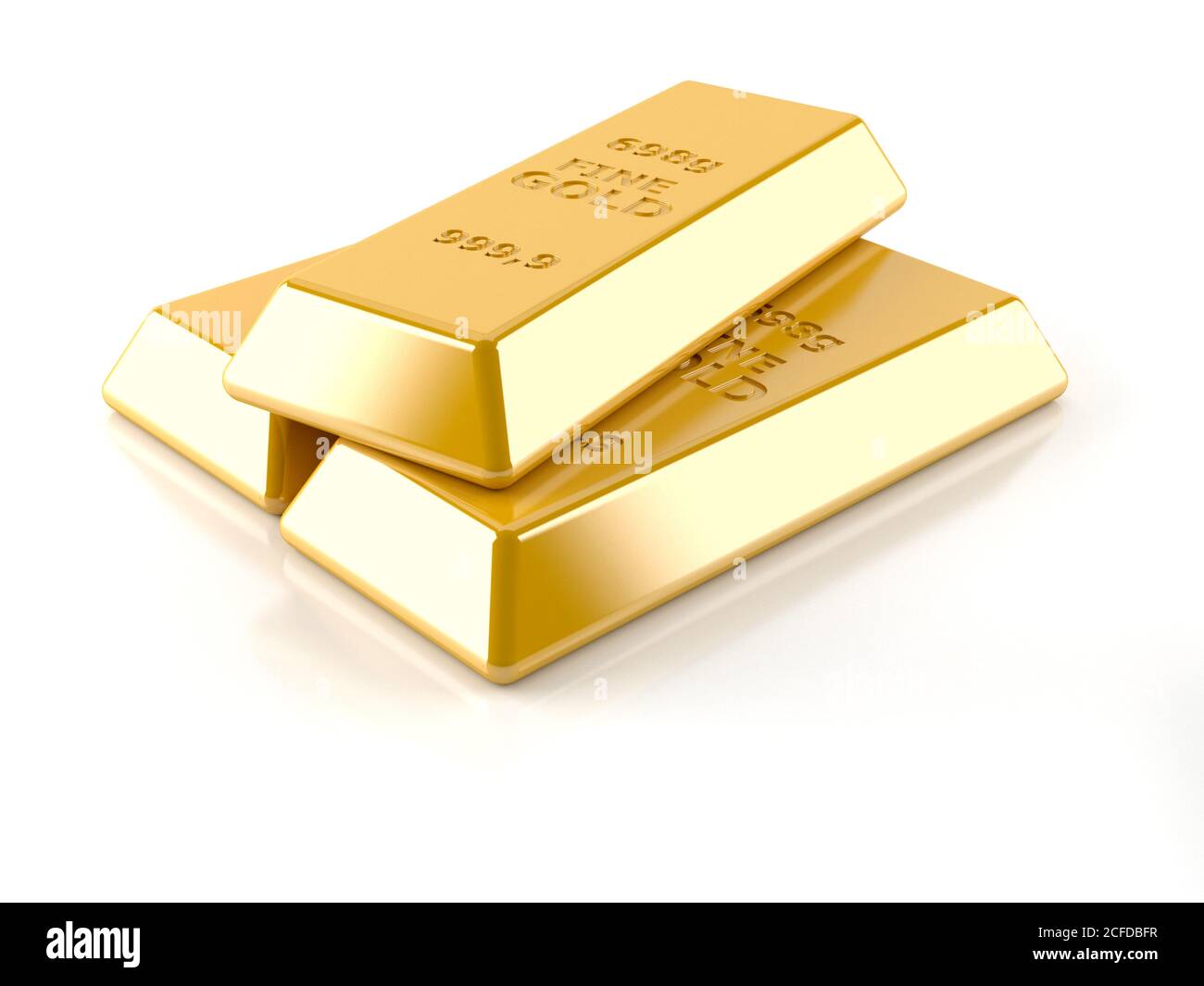 Gold ingots isolated on white background Stock Photo - Alamy
